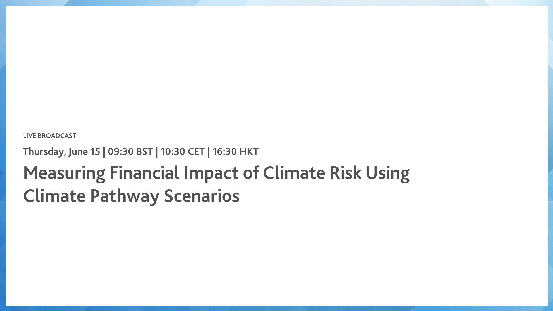 Measuring Financial Impact of Climate Risk Using Climate Pathway ...